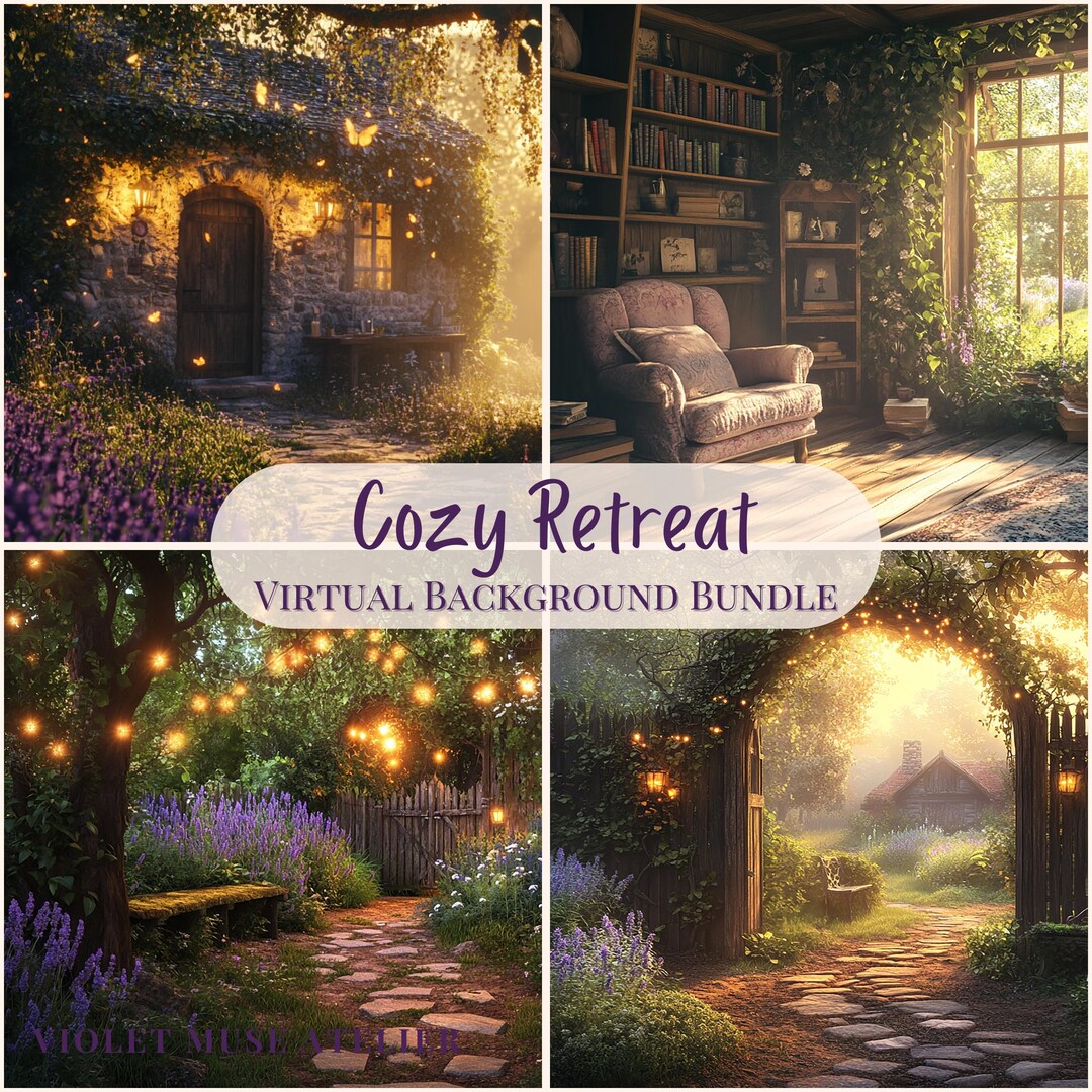 Cottagecore Zoom Virtual Background Bundle, Fresh Spring Office ...