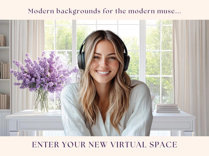 Elegant Home Office Zoom Background, Tranquil Spring Lilac Garden View ...