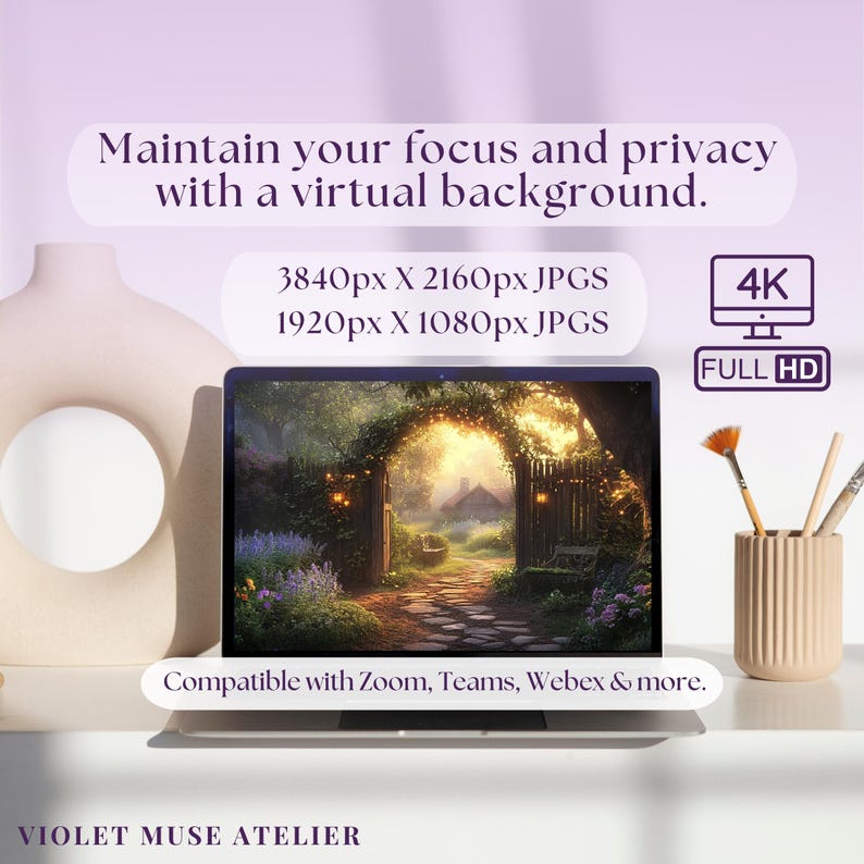 Enchanted Cottage Zoom Background Bundle: 4 Cozy Cottagecore Virtual ...