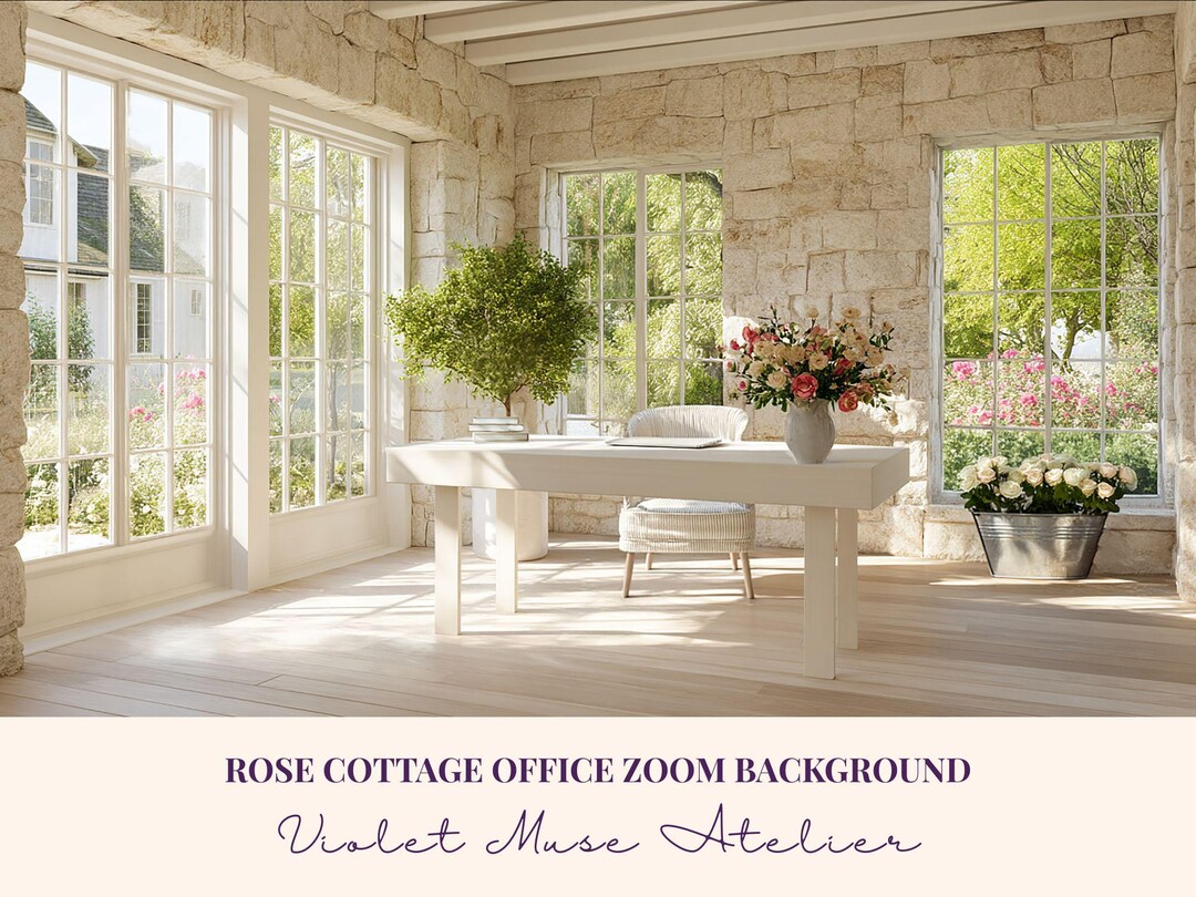 Rose Cottage Zoom Background: French Country Virtual Office Backdrop ...