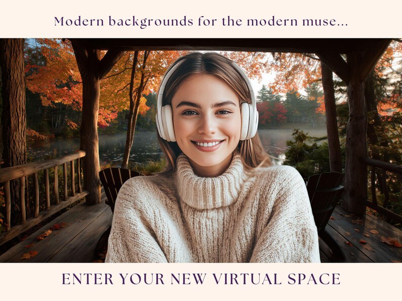 Serene Autumn Lake Zoom Background: Calming Fall Cabin Virtual Backdrop ...