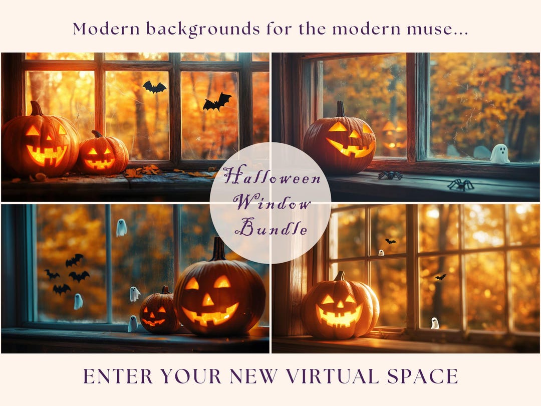 Spooky Halloween Zoom Background Bundle: Jack-o'-lanterns, Ghosts ...