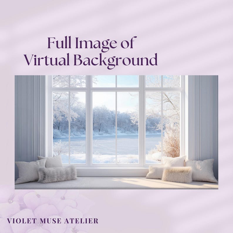 Snowy Winter Window Zoom Background: Frozen Lake View Windowseat ...