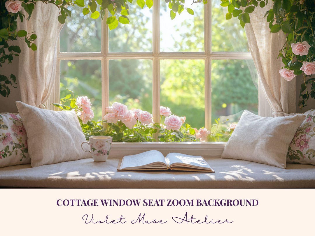 Rose Cottage Window Seat Zoom Background: Cozy Cottagecore Home Office ...