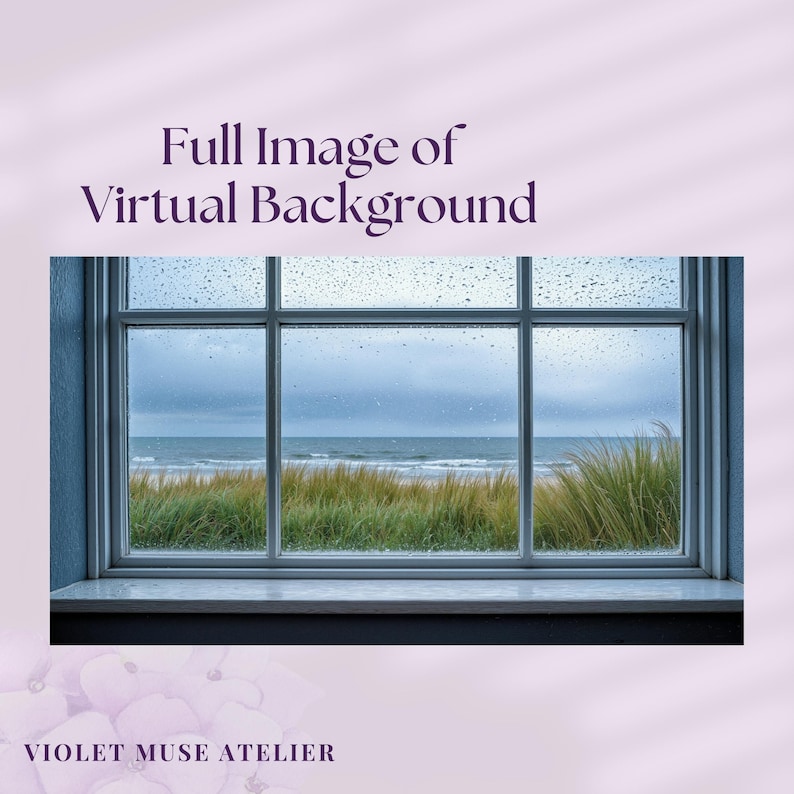 Rainy Coastal Window Zoom Background: Cozy Virtual Backdrop With Ocean ...