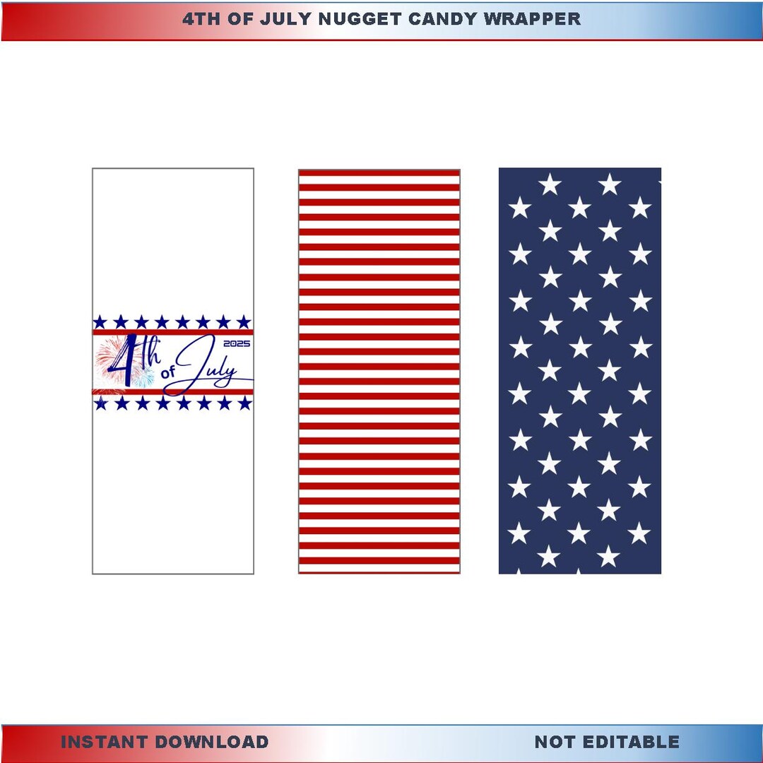 4th of July Candy Nugget Wrappers | Patriotic Party Favors (digital ...