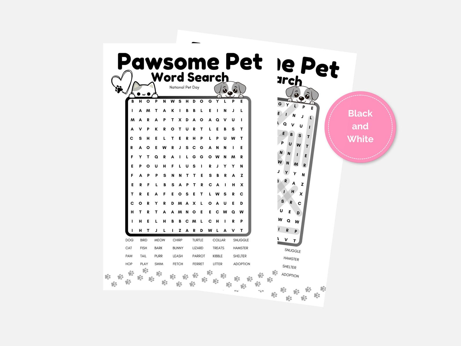 National Pet Day Word Search Puzzle – Fun Printable Activity! Pawsome ...