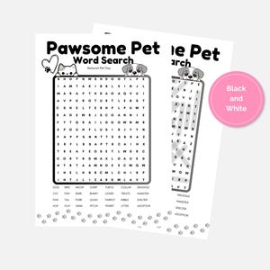National Pet Day Word Search Puzzle: Fun Printable Activity (PDF) - Etsy