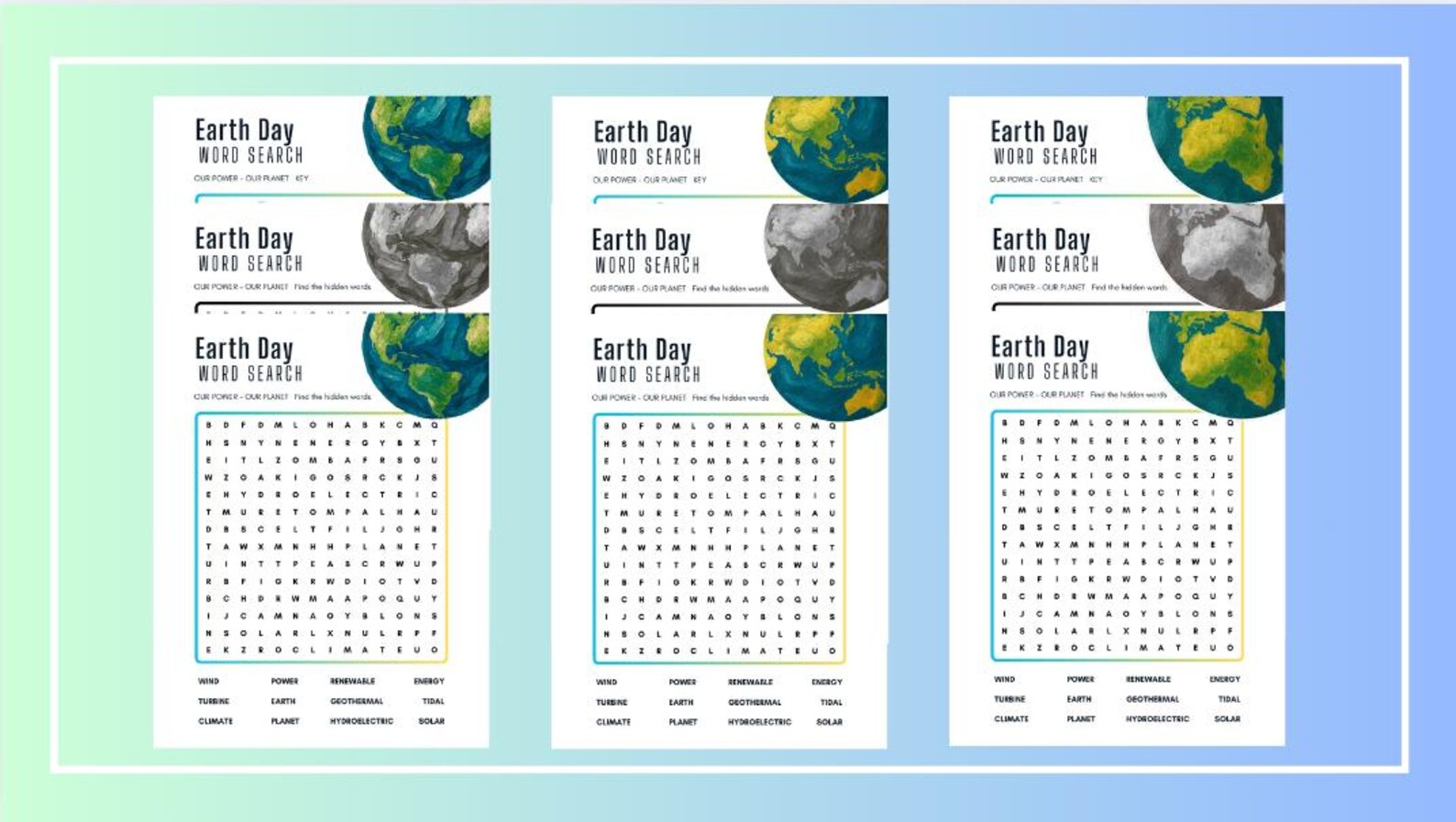 Earth Day Word Search Puzzle: Fun Printable Game (instant Download) - Etsy