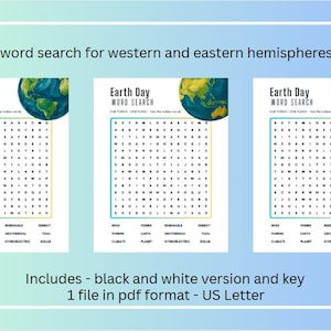 Earth Day Word Search Puzzle: Fun Printable Game (instant Download) - Etsy