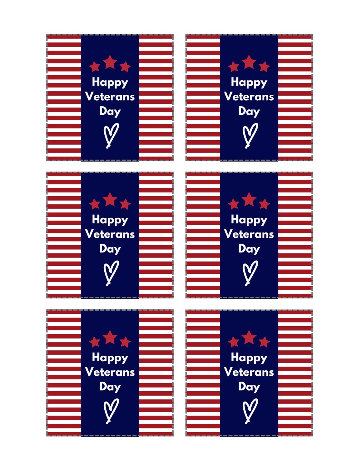 Happy Veterans Day Gift Tag Stickers (digital Download) - Etsy