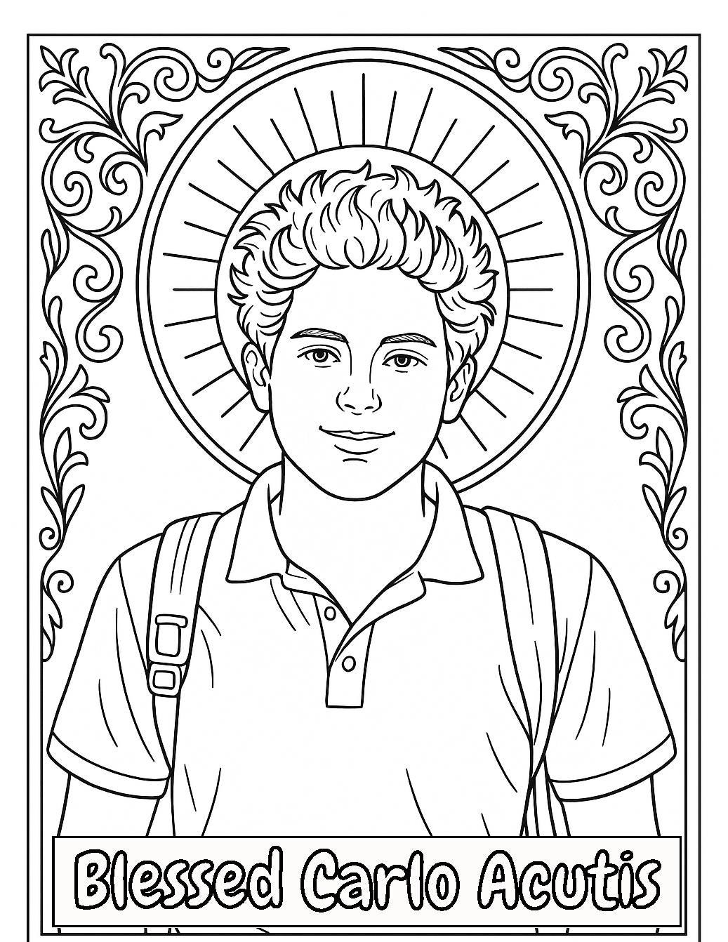 St. Carlo Acutis Coloring Page | Catholic Saint Printable | Religious ...