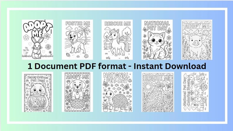 National Pet Day Coloring Pages: Animal Rescue Designs (digital ...