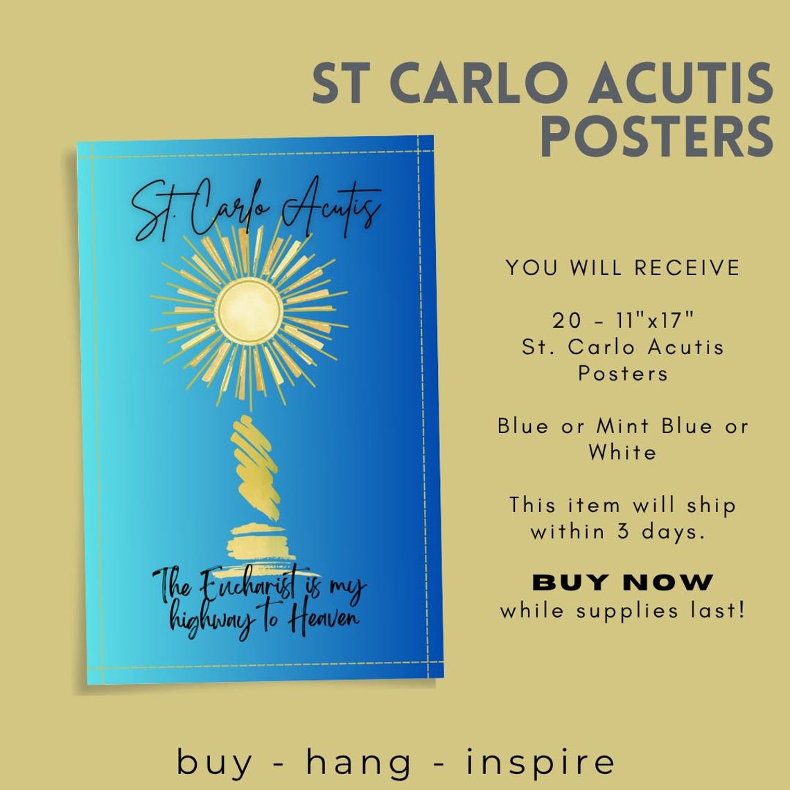 St. Carlo Acutis 11x17 Poster - Catholic Youth Fundraiser (pack of 20 ...