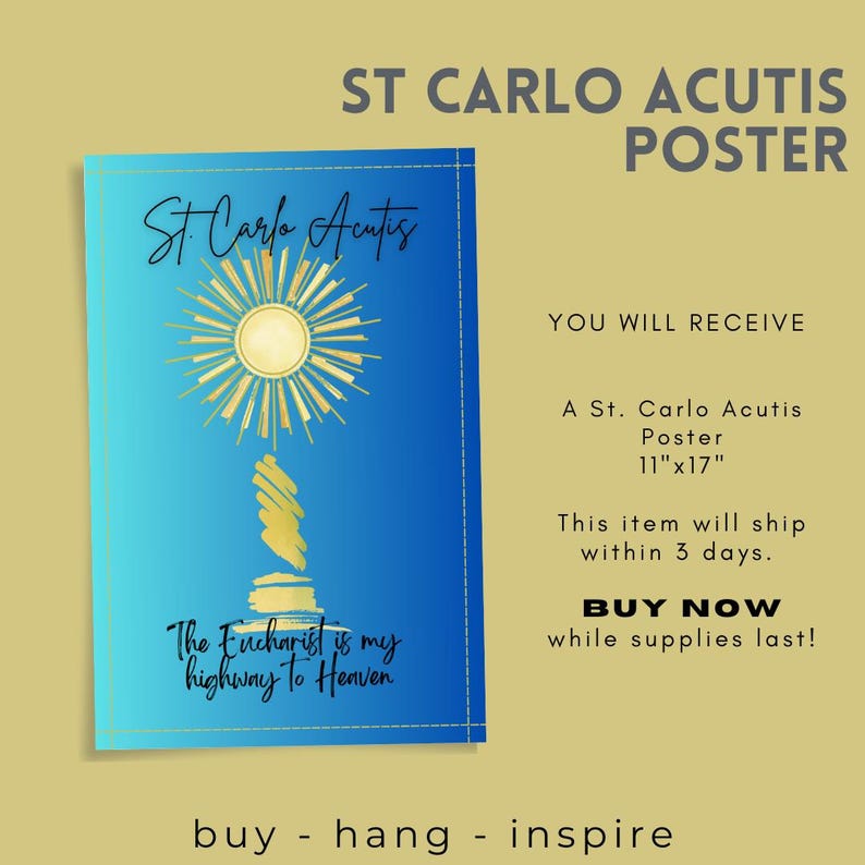 Blessed Carlo Acutis Poster(blue): Modern Catholic Teen Saint Art ...