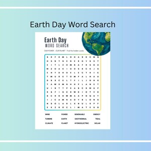Earth Day Word Search Puzzle: Fun Printable Game (instant Download) - Etsy