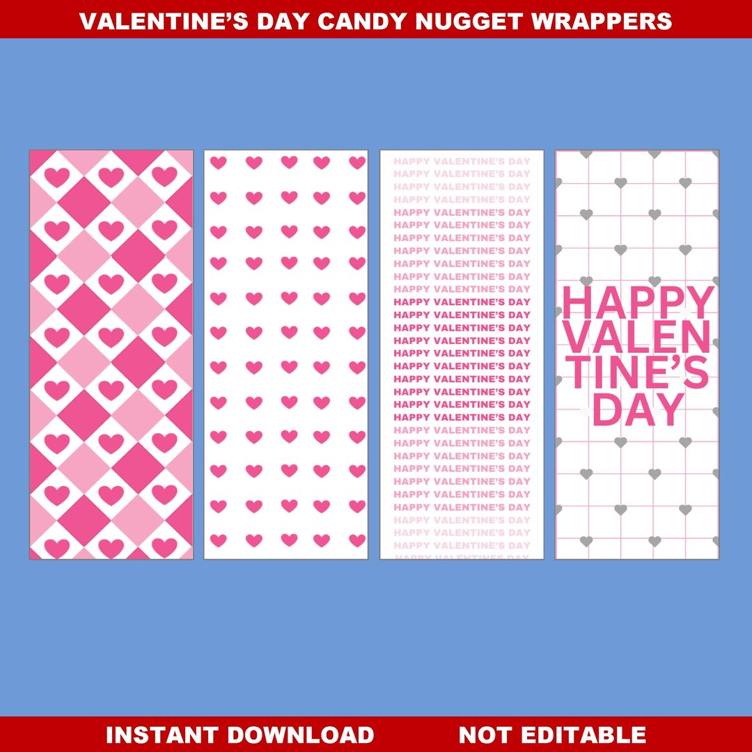 Pink Valentine Candy Nugget Wrappers - Pink Diamond Heart and More - Etsy