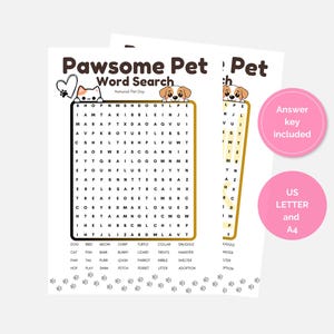 National Pet Day Word Search Puzzle – Fun Printable Activity! Pawsome ...
