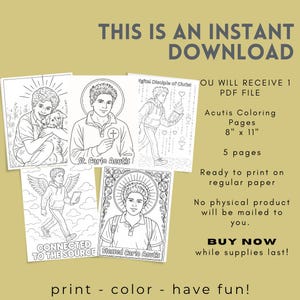 St. Carlo Acutis Coloring Page | Catholic Saint Printable | Religious ...