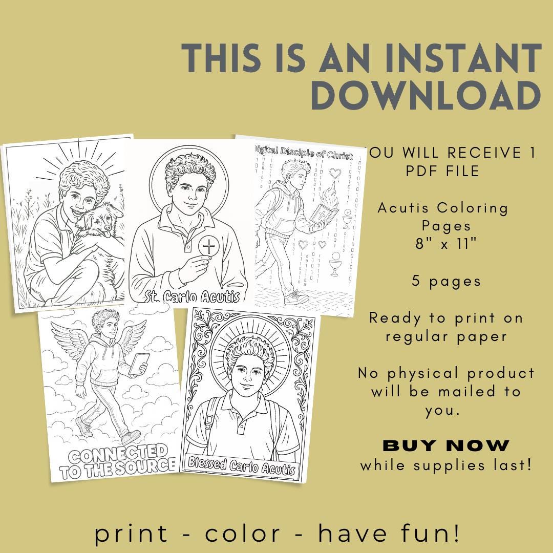 St. Carlo Acutis Coloring Page | Catholic Saint Printable | Religious ...