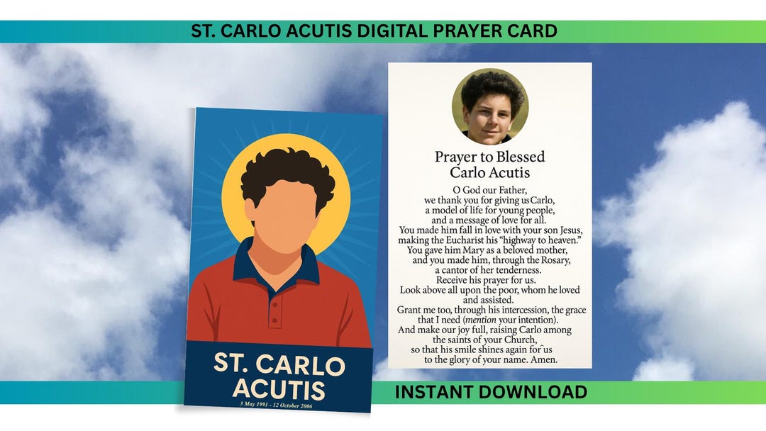 St. Carlo Acutis Prayer Card: Catholic Saint Holy Card (digital Download) - Etsy
