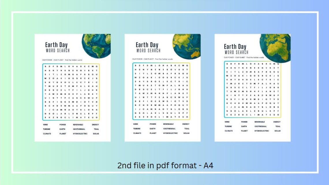 Earth Day Word Search Puzzle: Fun Printable Game (instant Download) - Etsy