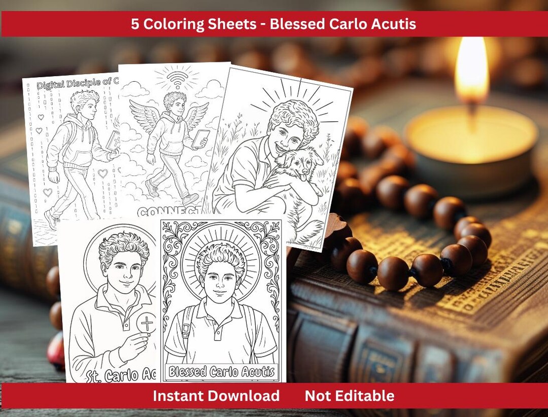 St. Carlo Acutis Coloring Page | Catholic Saint Printable | Religious ...