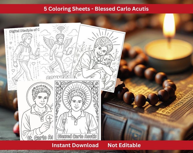 St. Carlo Acutis Coloring Page | Catholic Saint Printable | Religious ...