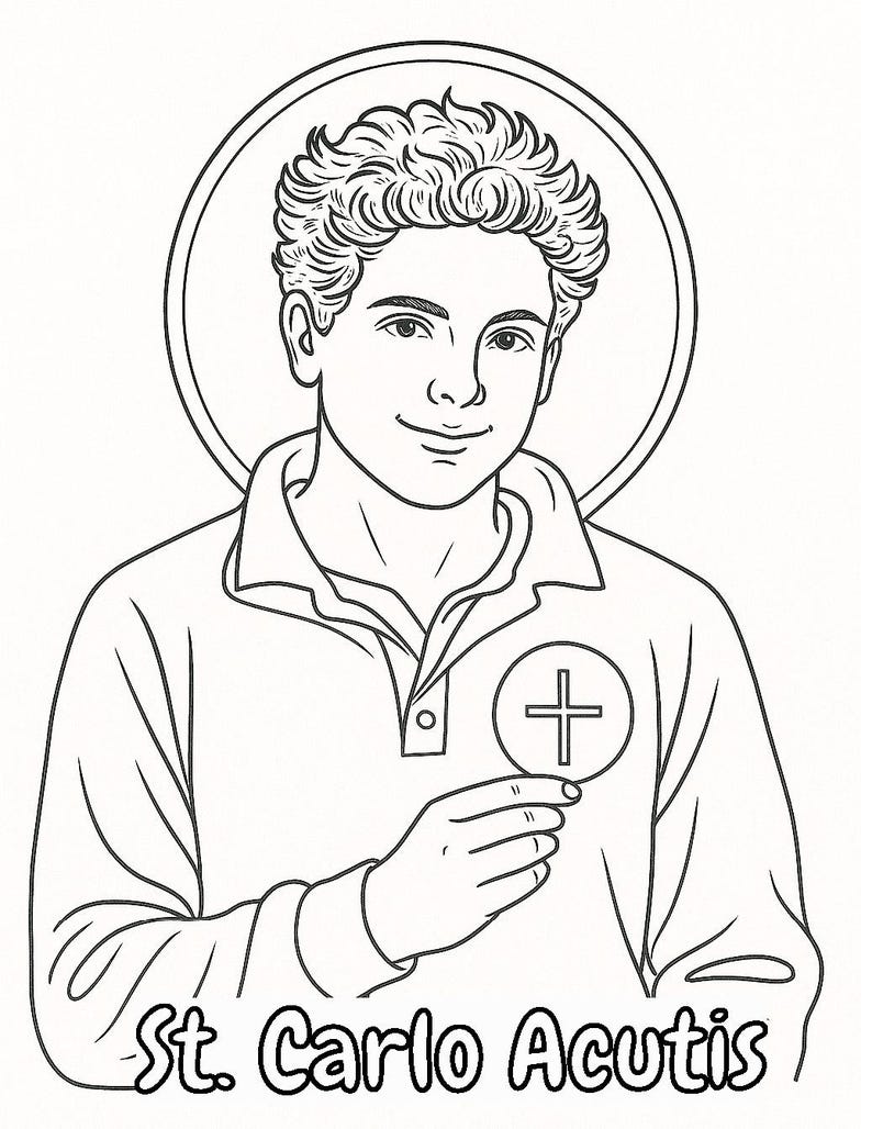 St. Carlo Acutis Coloring Page | Catholic Saint Printable | Religious ...