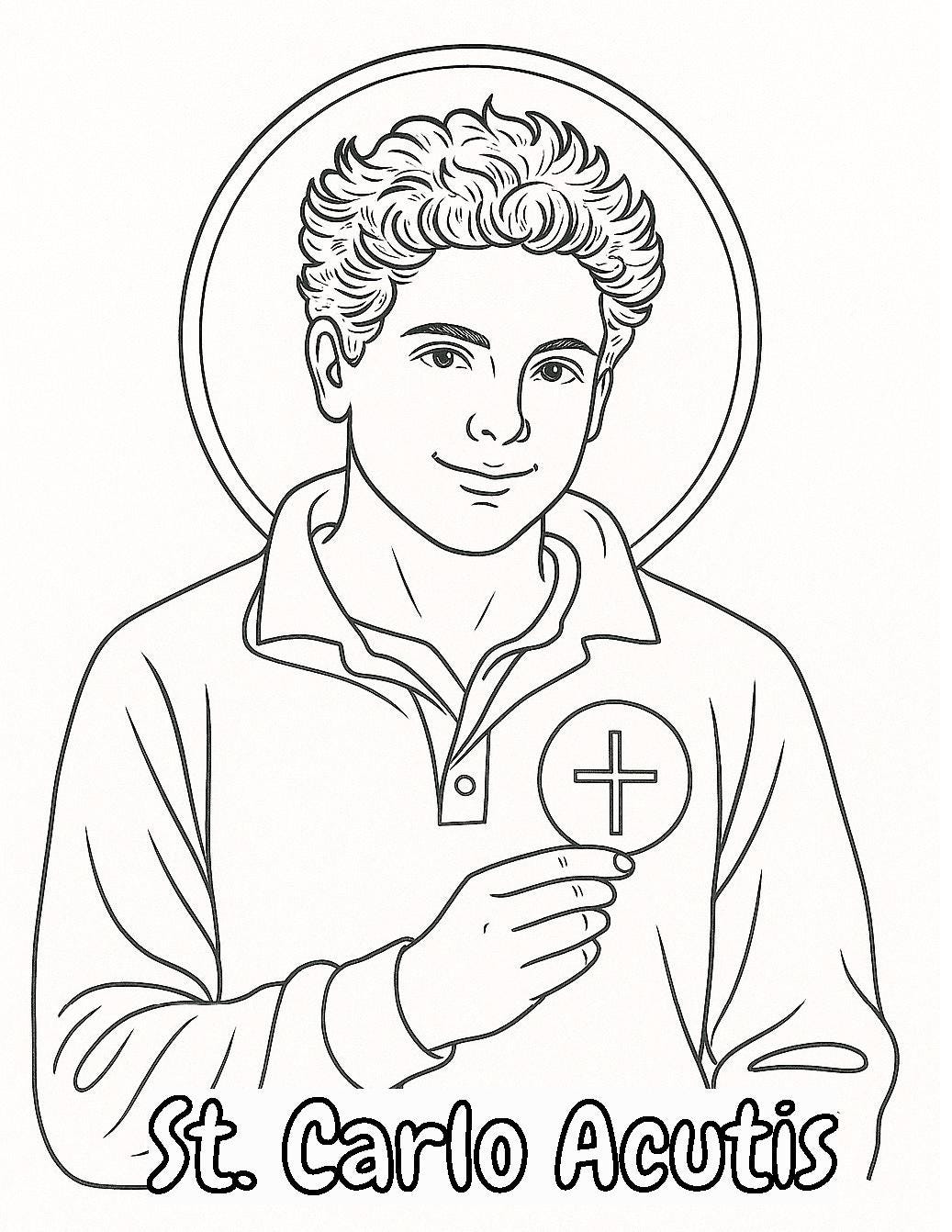 St. Carlo Acutis Coloring Page | Catholic Saint Printable | Religious ...