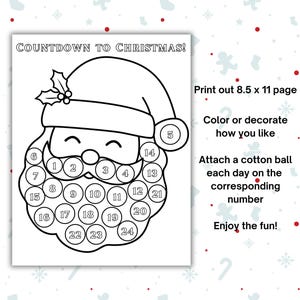 Christmas Countdown Printable, Santa Countdown, Kids Christmas ...