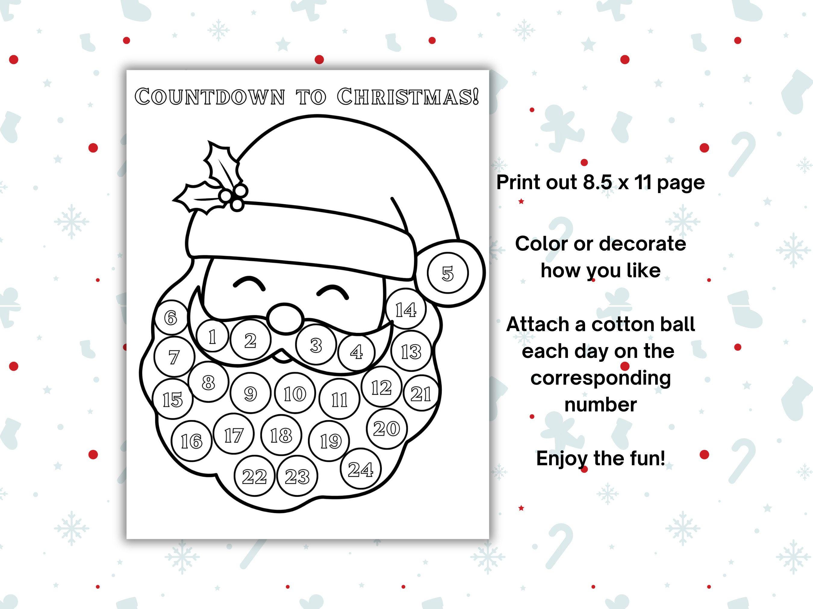 Christmas Countdown Printable, Santa Countdown, Kids Christmas ...