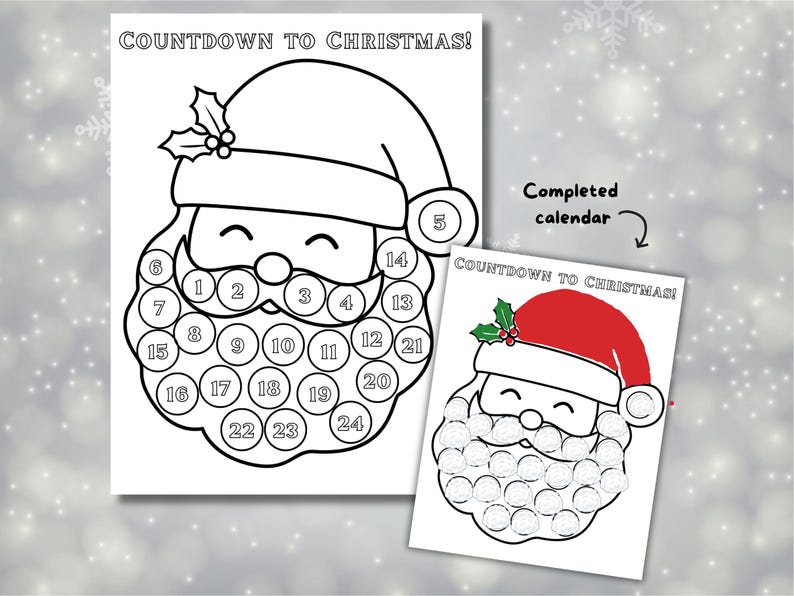 Christmas Countdown Printable, Santa Countdown, Kids Christmas ...