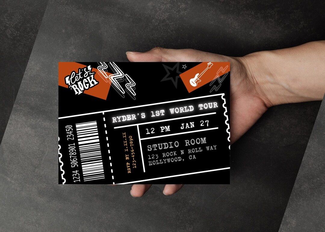 One Rocks 1st World Tour Birthday Party Invitation, Born to Rock Invite ...