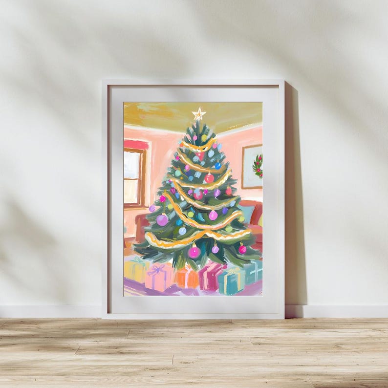 Watercolor Christmas Digital Art Print, Merry Christmas, Christmas Tree ...