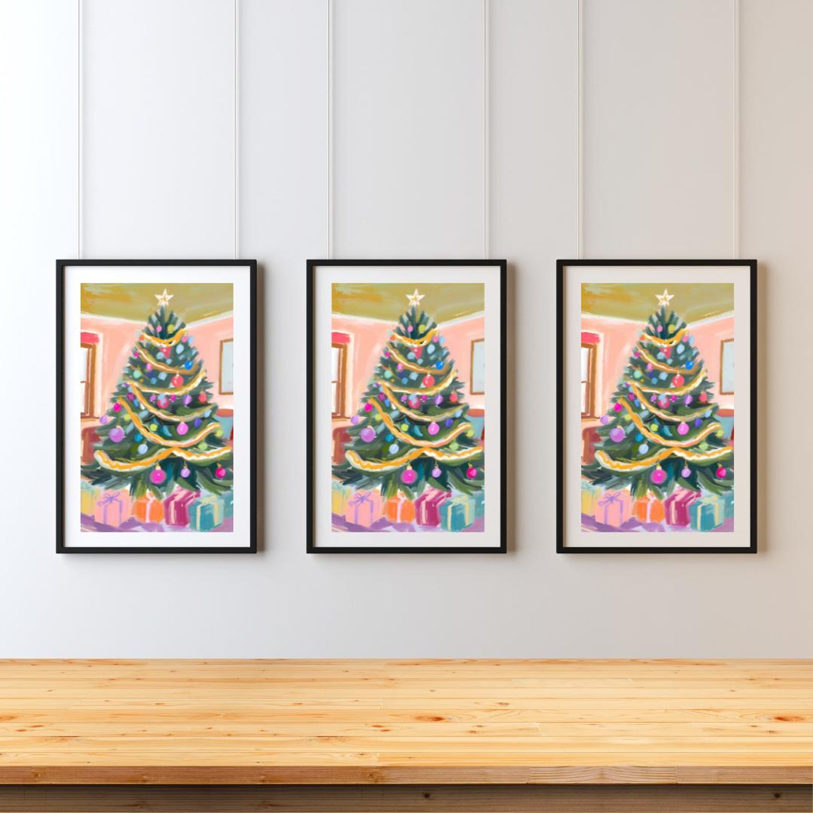 Watercolor Christmas Digital Art Print, Merry Christmas, Christmas Tree ...