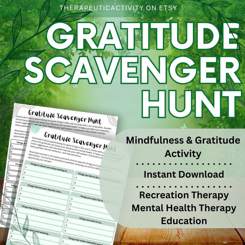 Gratitude Scavenger Hunt - Printable PDF | Instant Download - Etsy