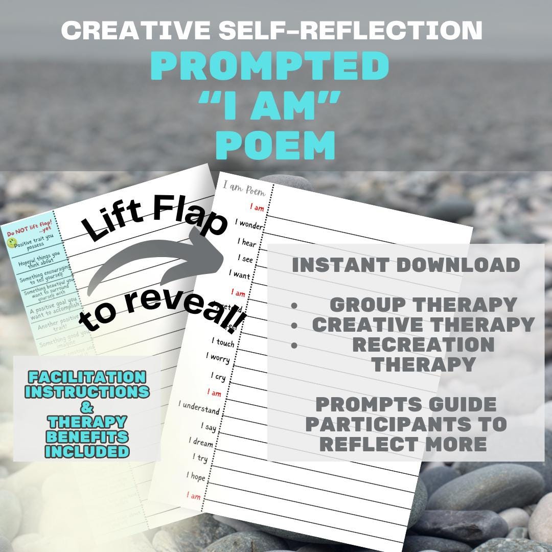 Prompted "i Am Poem" Mental Health Activity | Self-reflection ...