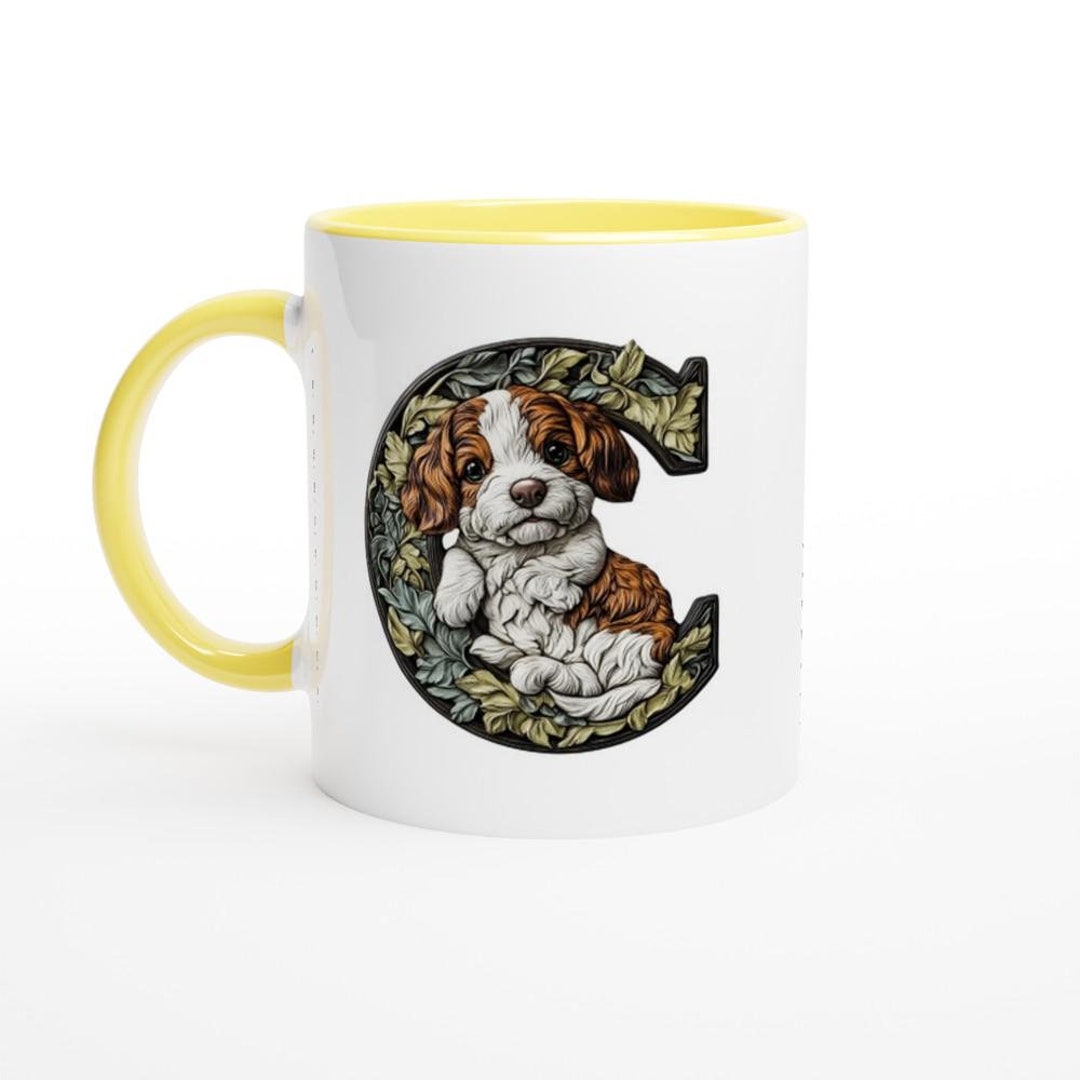 Personalized Floral Initial Mug Custom Letter Coffee Cup Cute 11oz ...