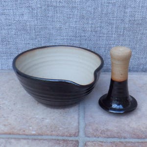 Pestle and Mortar Spice and Herb Grinder Stoneware Hand Thrown Pottery Ceramic Handmade ...