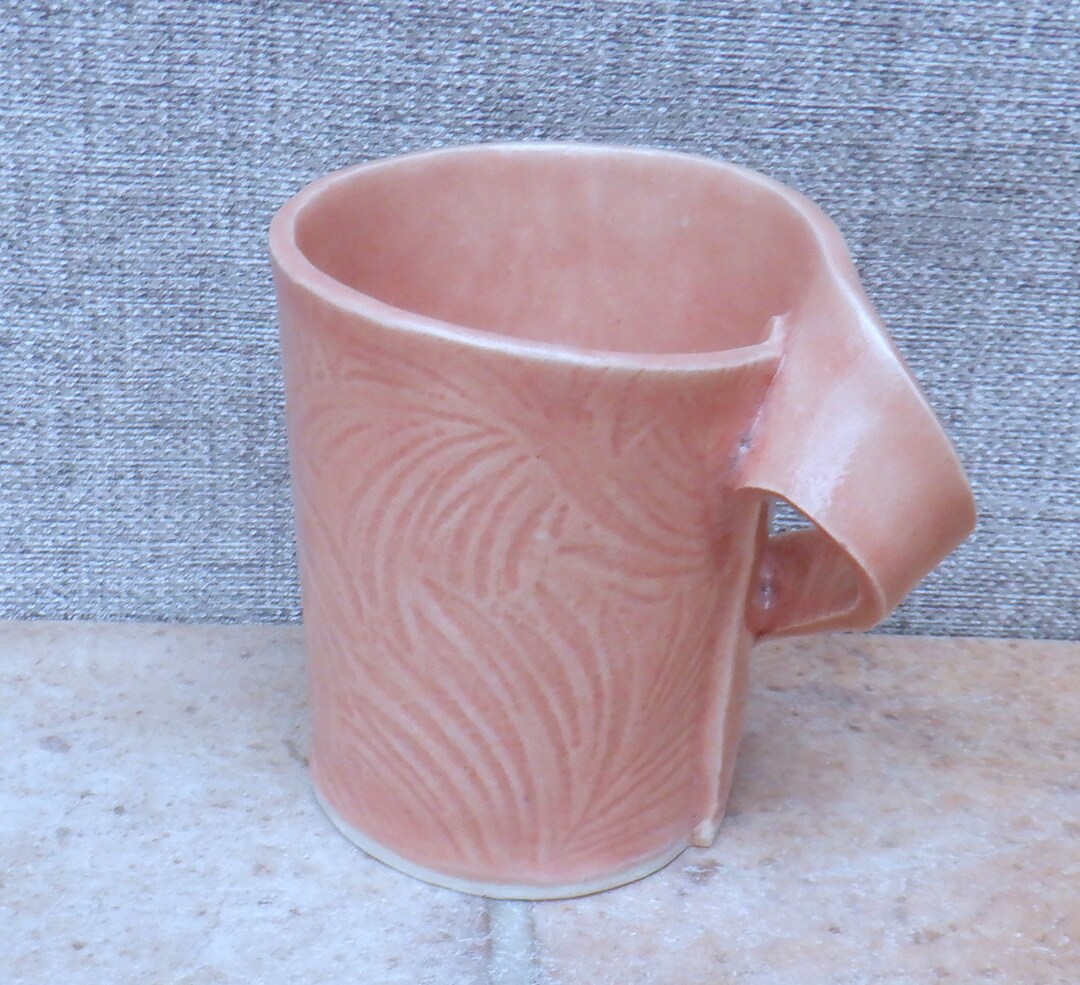 Coffee Mug Tea Cup in Textured Stoneware Ceramic Pottery Handmade Slab ...