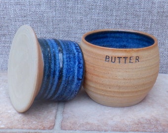 French Butter Dish Crock Keeper Beurrier Hand Thrown Stoneware Pottery ...