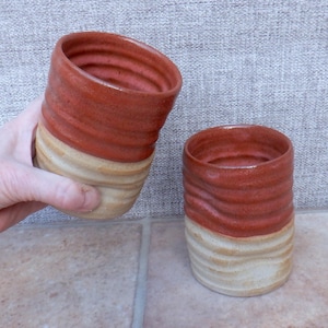 Pair of Water or Juice Beaker Tumbler Cup Handthrown in Stoneware Wheel ...