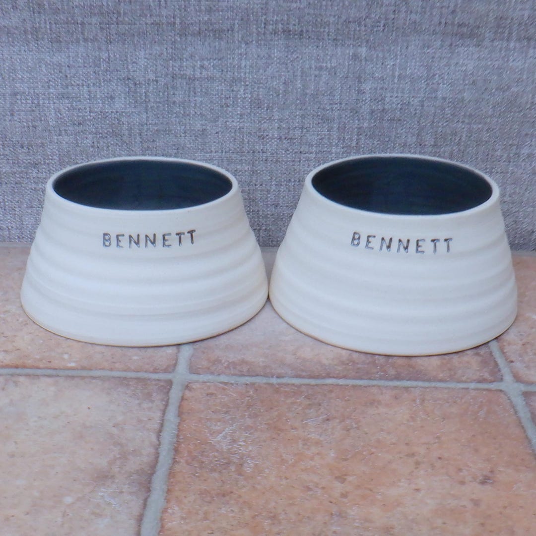 Pair of Personalised Large Spaniel Dog Food and Water Bowls Long Eared ...
