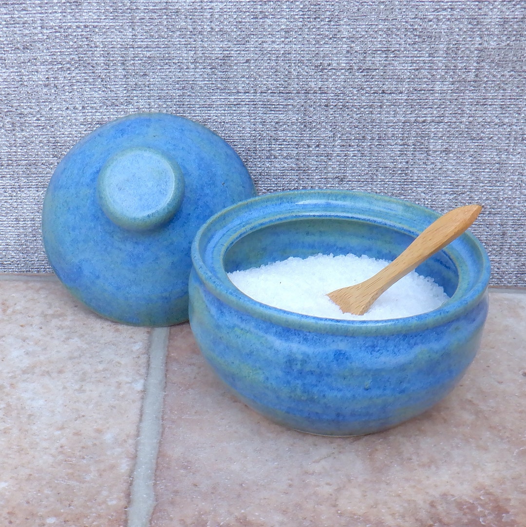 Covered Salt Pot Lidded Dish Sugar Bowl Stoneware Wheelthrown Pottery ...