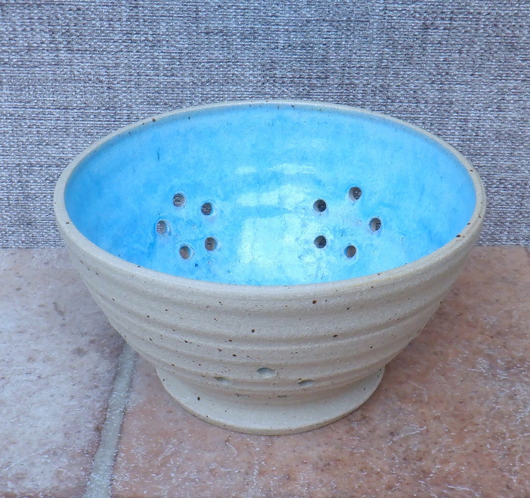 Berry Bowl or Colander Wheel Thrown Stoneware Pottery Ceramic Handmade ...