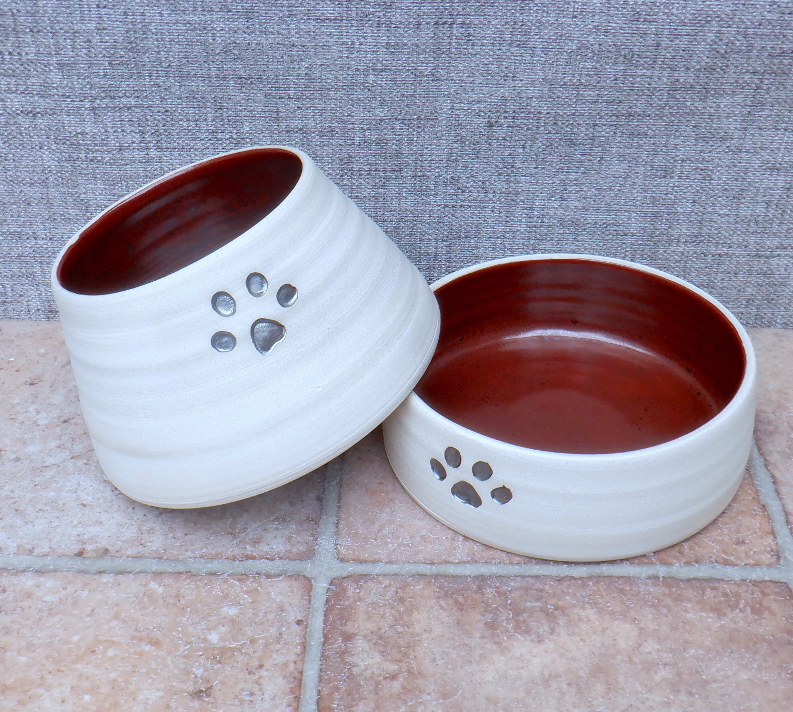 Custom Handmade Bowl Set Large Cocker Spaniel Dog Long Ears Water Food ...