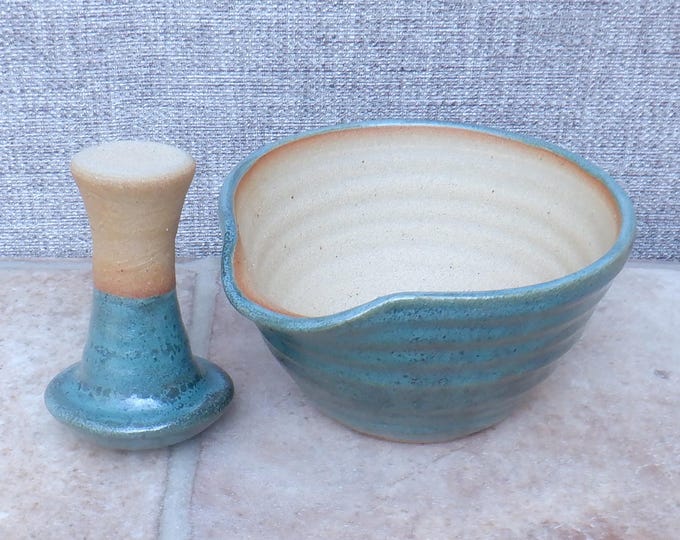 Pestle and Mortar Spice and Herb Grinder Stoneware Hand Thrown Pottery Ceramic Handmade ...