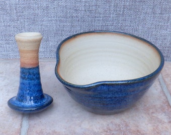 Pestle and Mortar Spice and Herb Grinder Stoneware Hand Thrown Pottery Ceramic Handmade ...