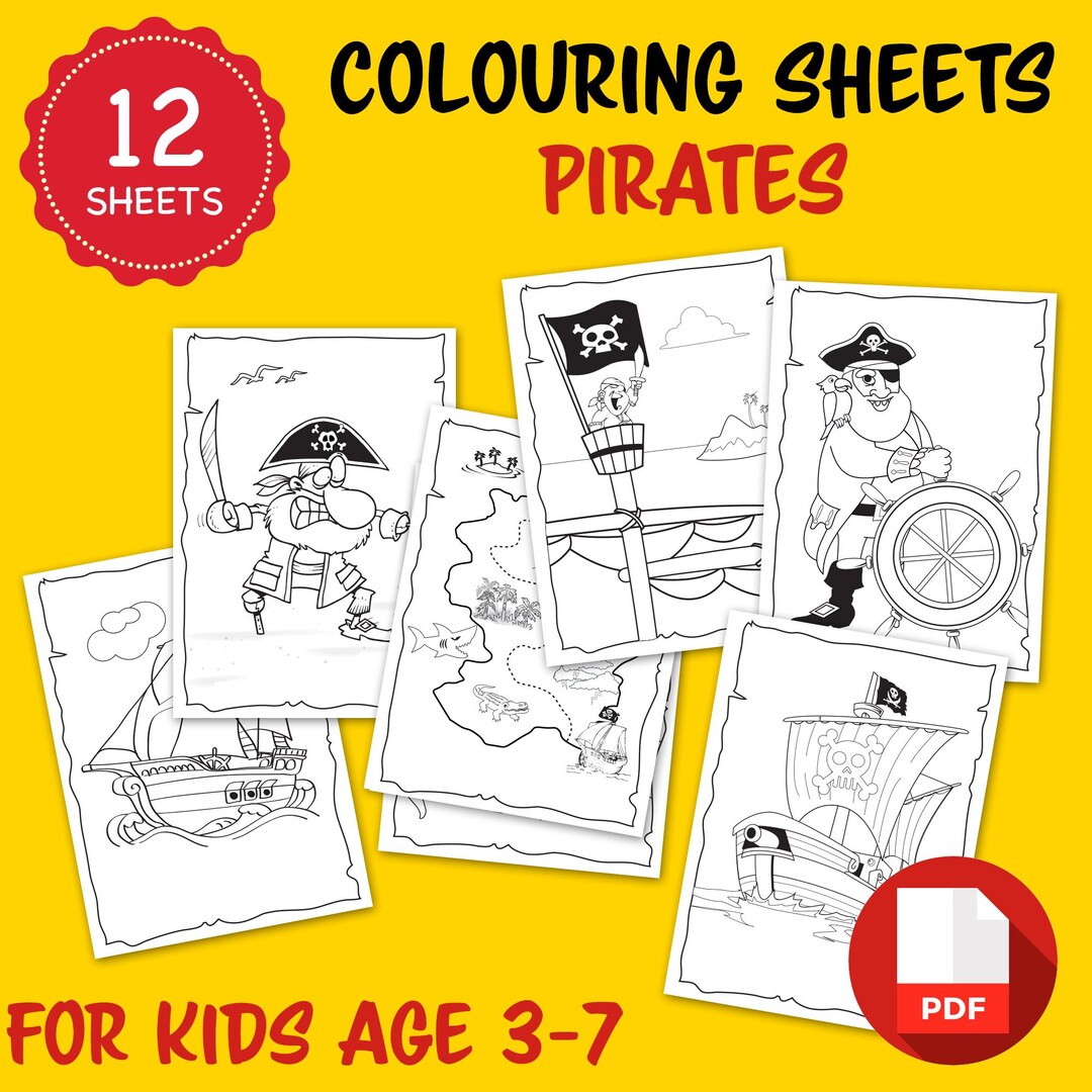 Printable Pirates Colouring Pages for Kids, 12 Colouring Sheets ...